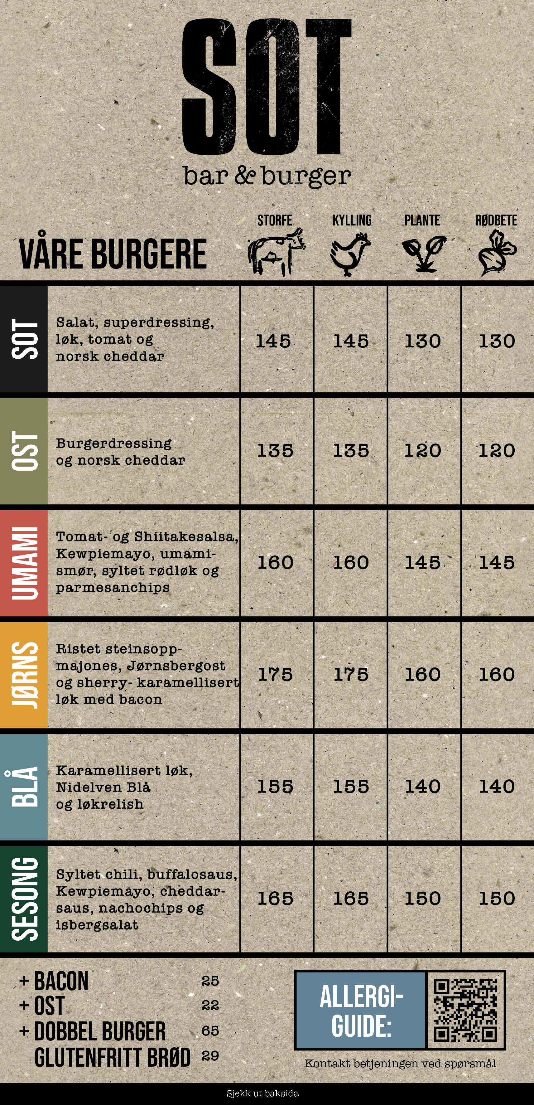 Menyen vår | SOT bar og burger
