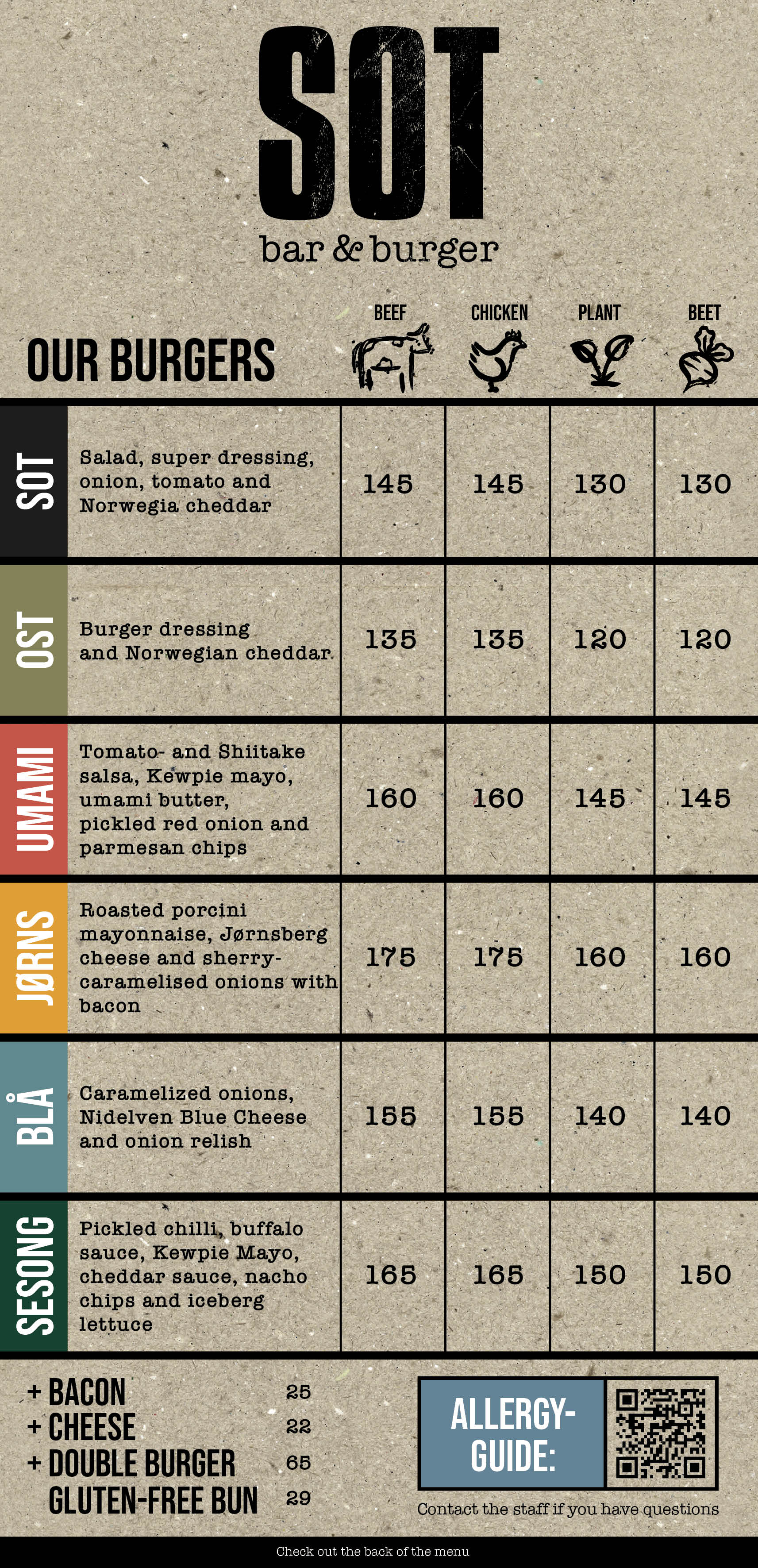 Our menu | SOT bar og burger