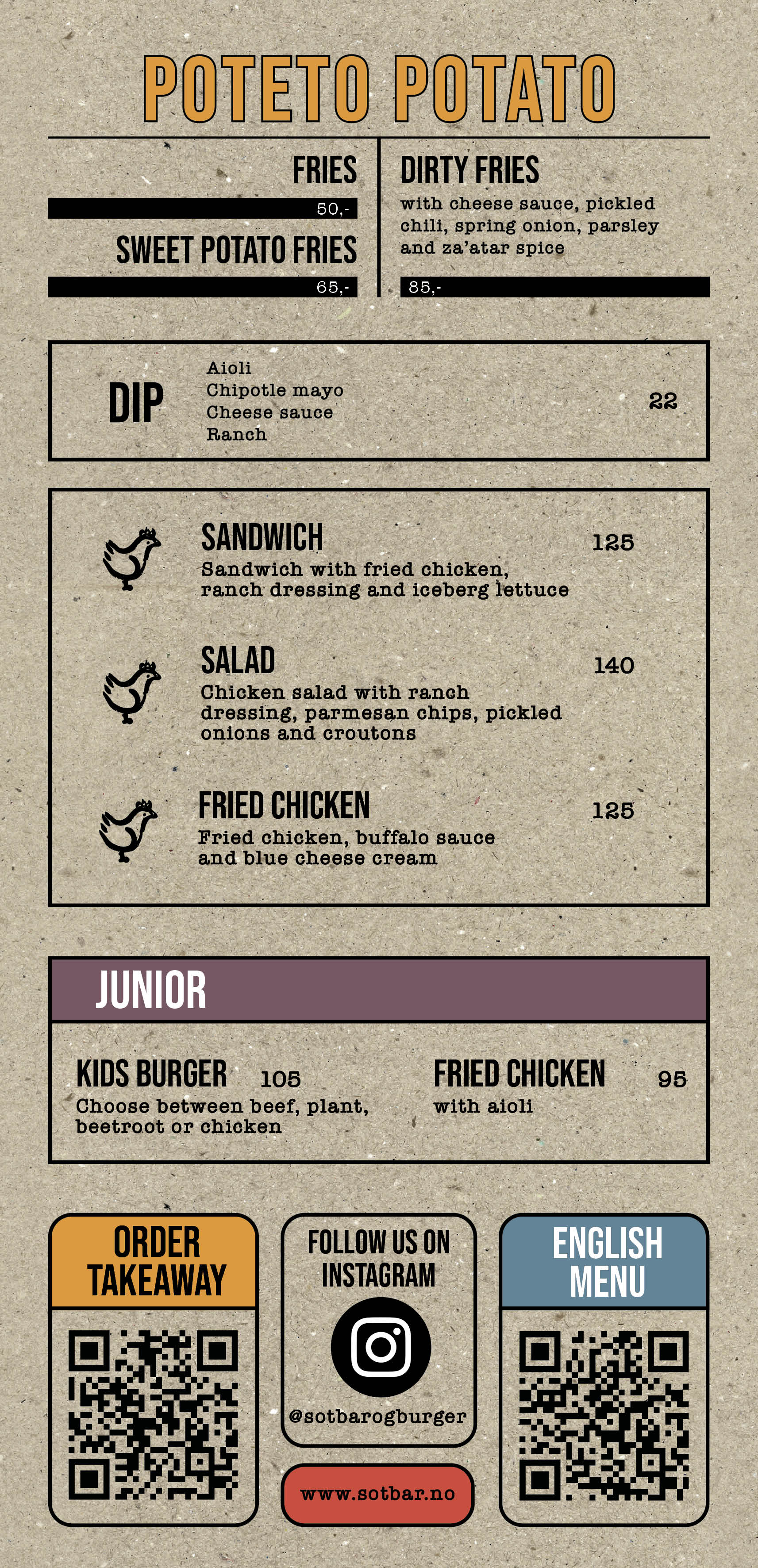 Our menu | SOT bar og burger